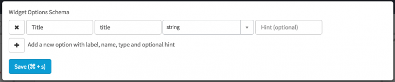 Widget Options Schema & Instance Options – ServicePortal.io